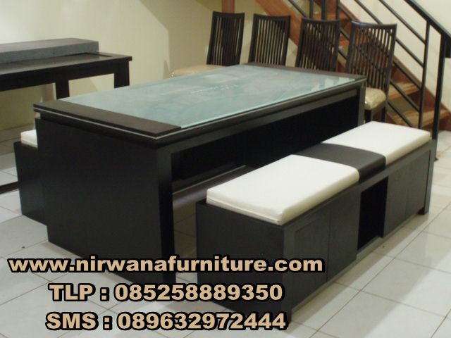 Meja Makan Minimalis Bench | Furniture Jati Jepara