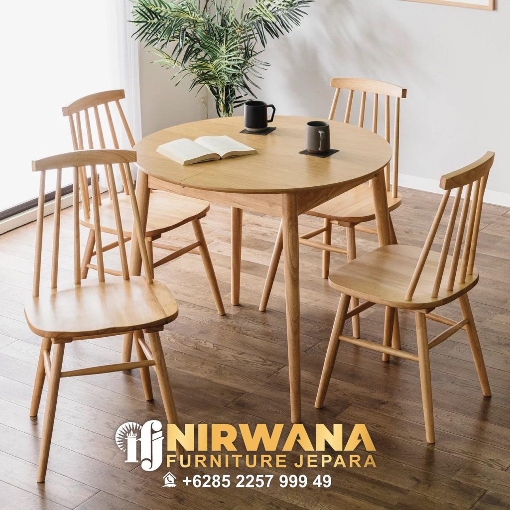 Set Meja Makan Cafe Restoran Vintage Kayu Jati Minimalis